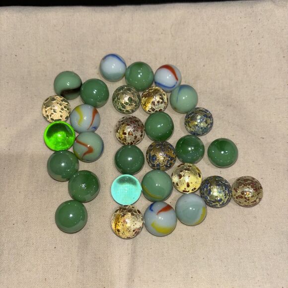 UNKNOWN | Art | Vintage Marbles Lot Of 3 Unique Colors Specks Green ...